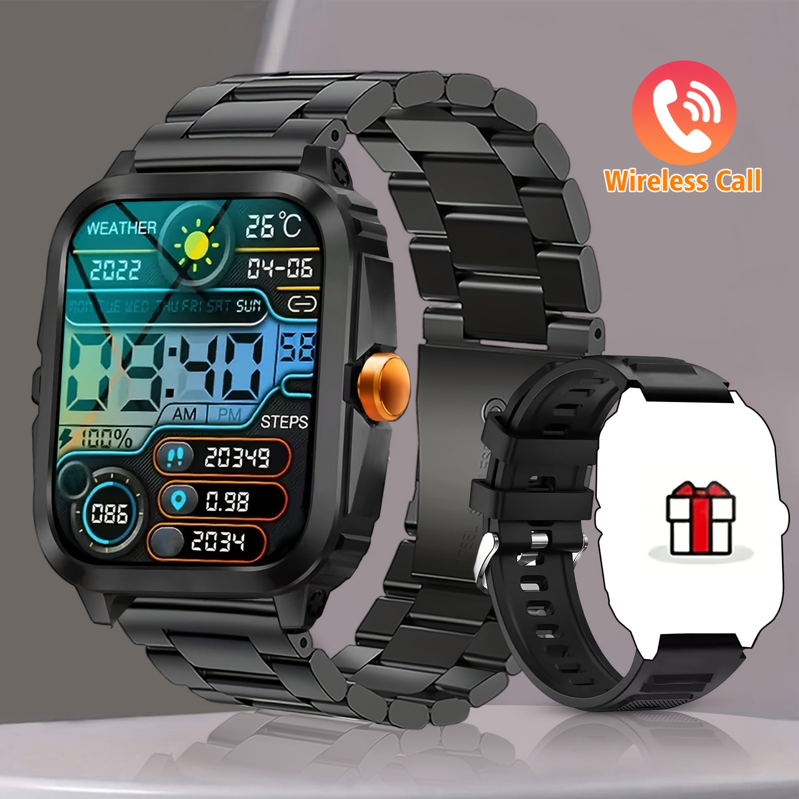 Smartwatch, HD Touch Screen, BT 5.3 Call, Stainless Steel Strap, iPhone ...