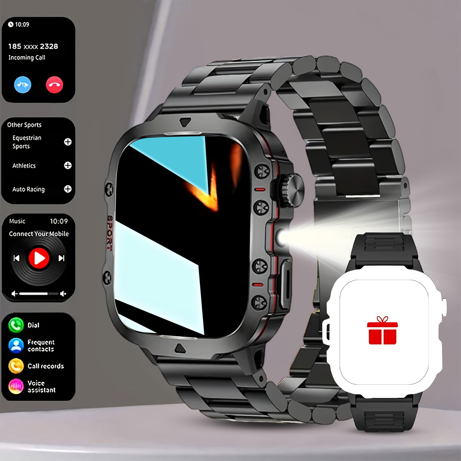 Smartwatch, HD Touch Screen, BT 5.3 Call, Stainless Steel Strap, iPhone ...