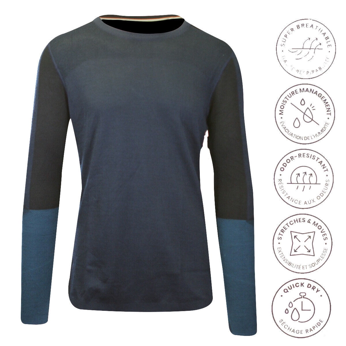 Smartwool Men's Deep Navy Base Layer Intraknit Merino Colorblock Crew ...