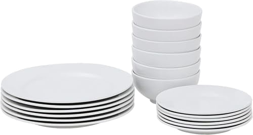 Smartxchoices 18-Piece White Dinnerware Set, Service 6, Plates, Dishes ...