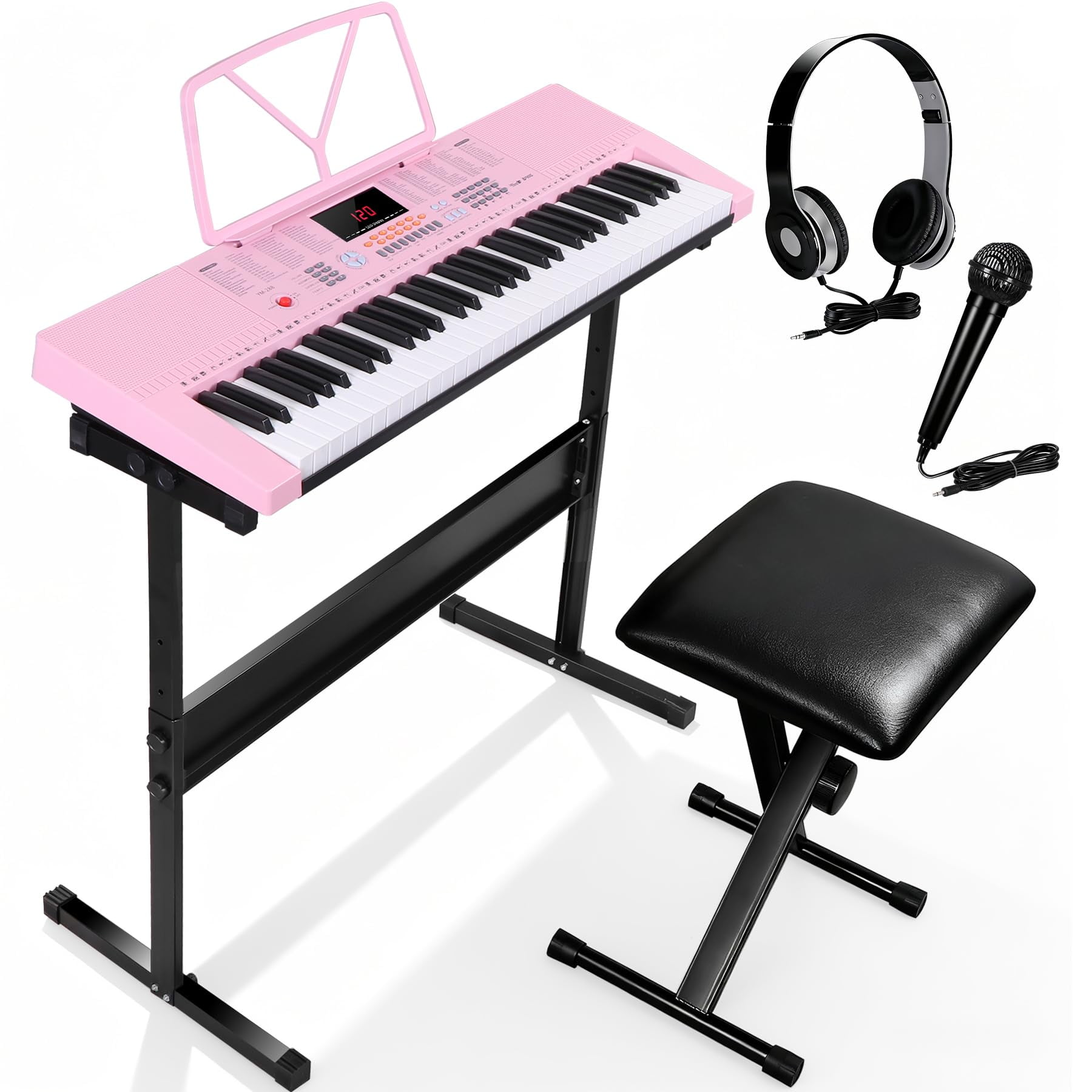 Smartxchoices 61-Key Electronic Keyboard Piano Stand Portable LED ...