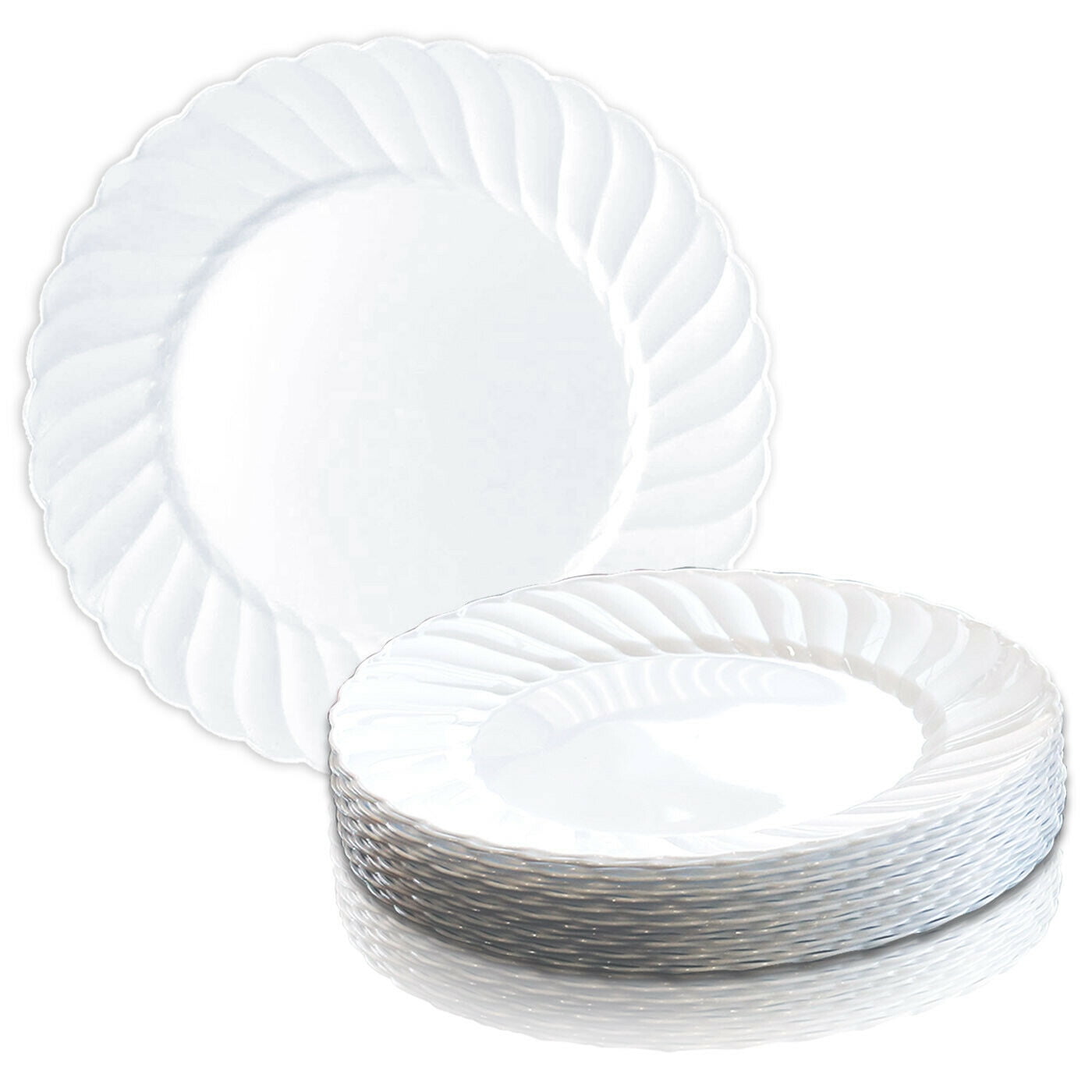 Smarty 9" White Classic Flair Disposable Plastic Buffet Plates 180ct ...