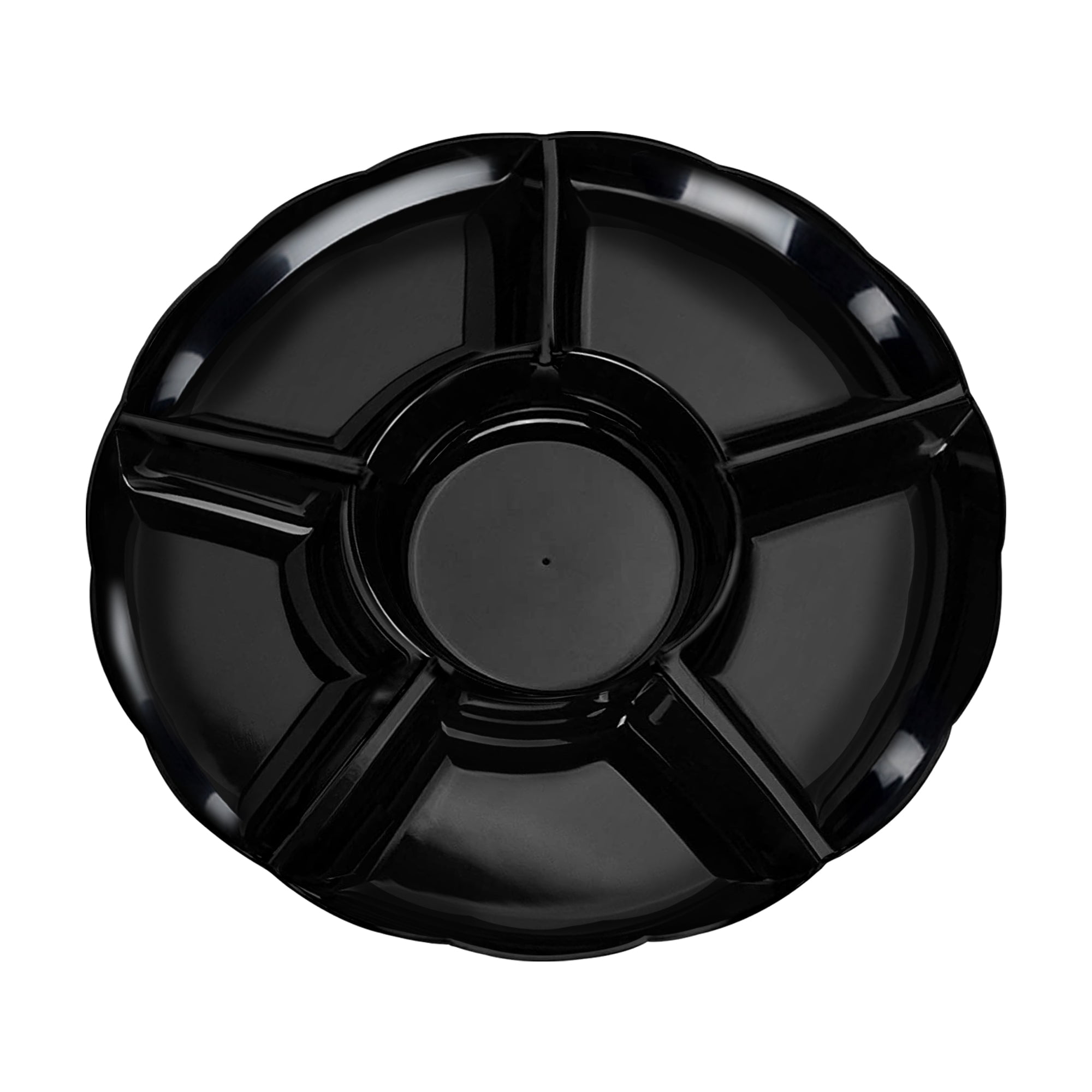 Smarty Black Big 6-Partition Round Disposable Plastic Trays 24ct ...