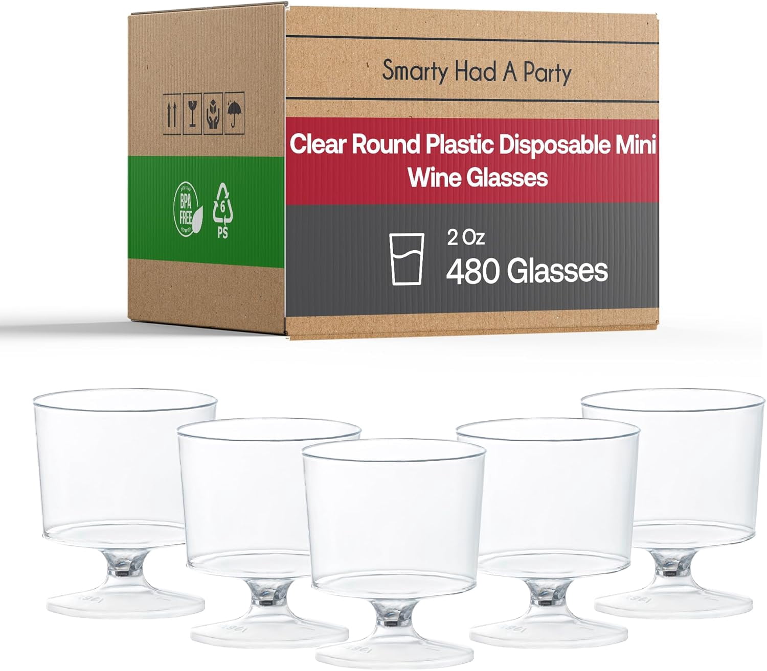Smarty Had A Party 2 oz Wine Glasses – 480 Clear Plastic Disposable ...