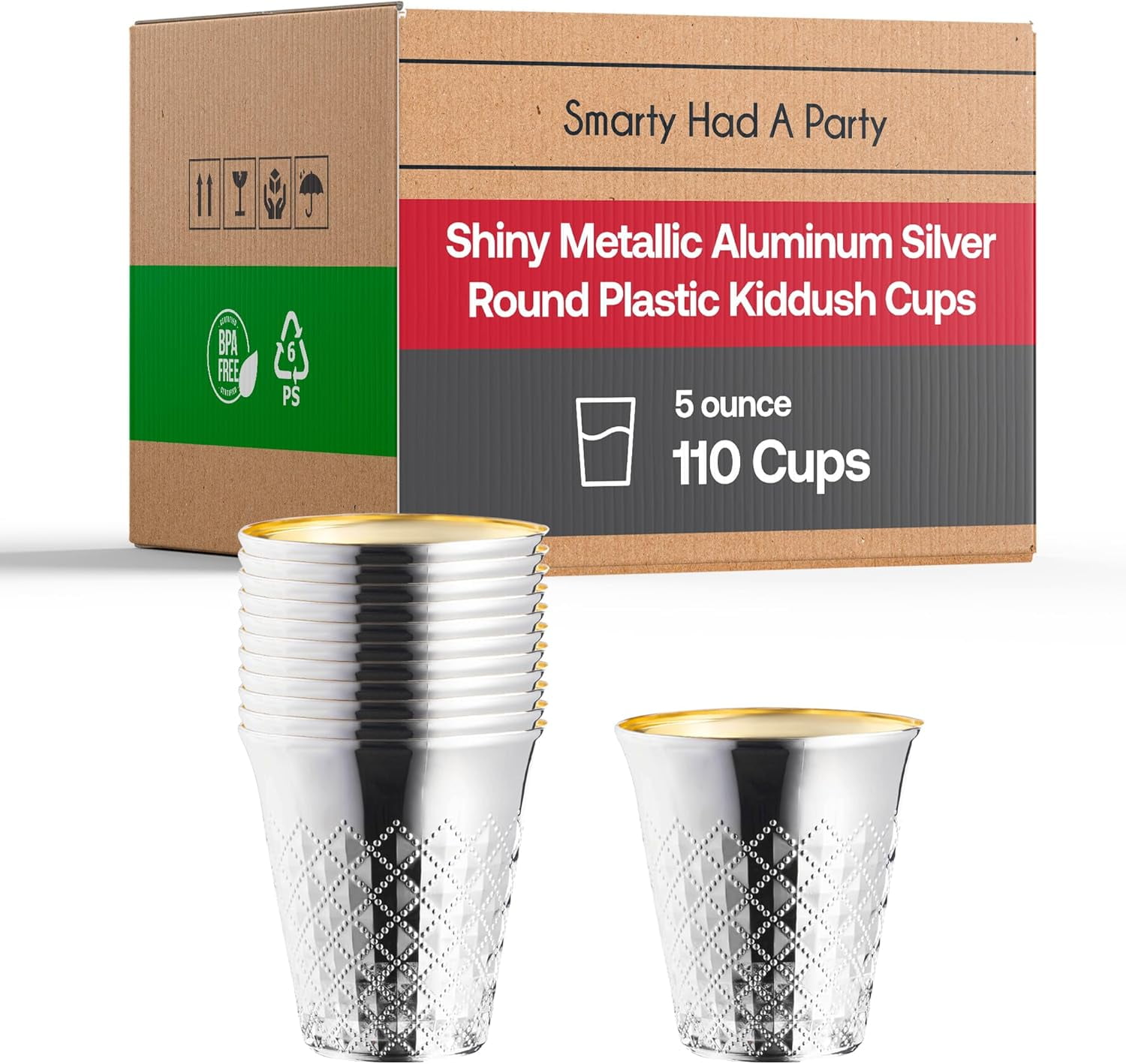 Smarty Had A Party 5 oz Silver Disposable Cups Pack of 110 Plastic ...