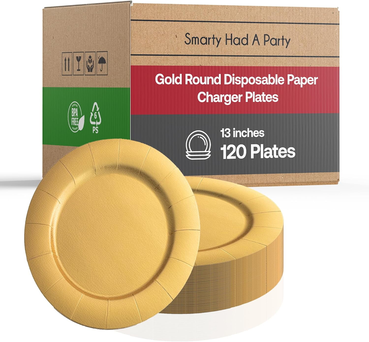 Smarty Had A Party Charger Plates Disposable 120 Pcs, 13 Inch Round ...