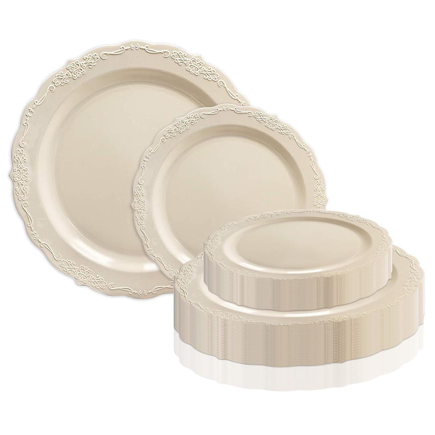 Smarty Ivory Vintage Disposable Plastic Dinnerware Value Set 240ct ...