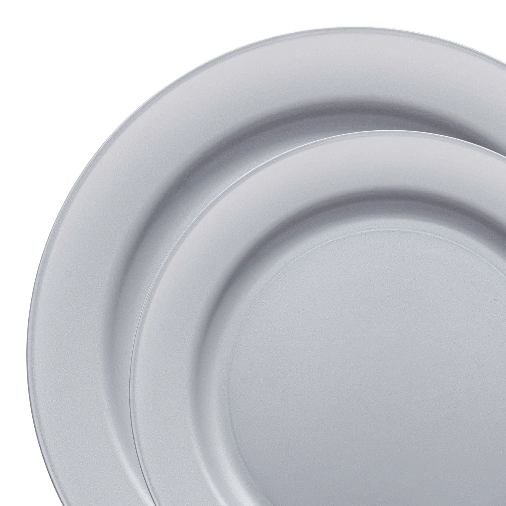 Smarty Matte Steel Gray Round Disposable Plastic Dinnerware Value Set ...