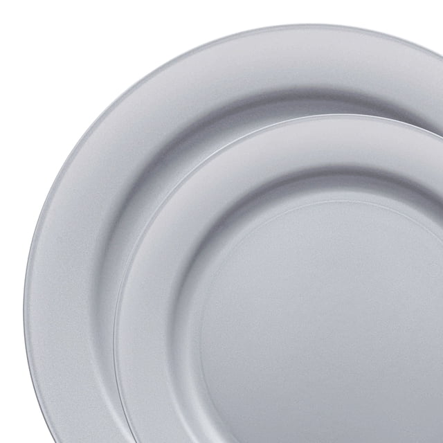 Smarty Matte Steel Gray Round Disposable Plastic Dinnerware Value Set ...