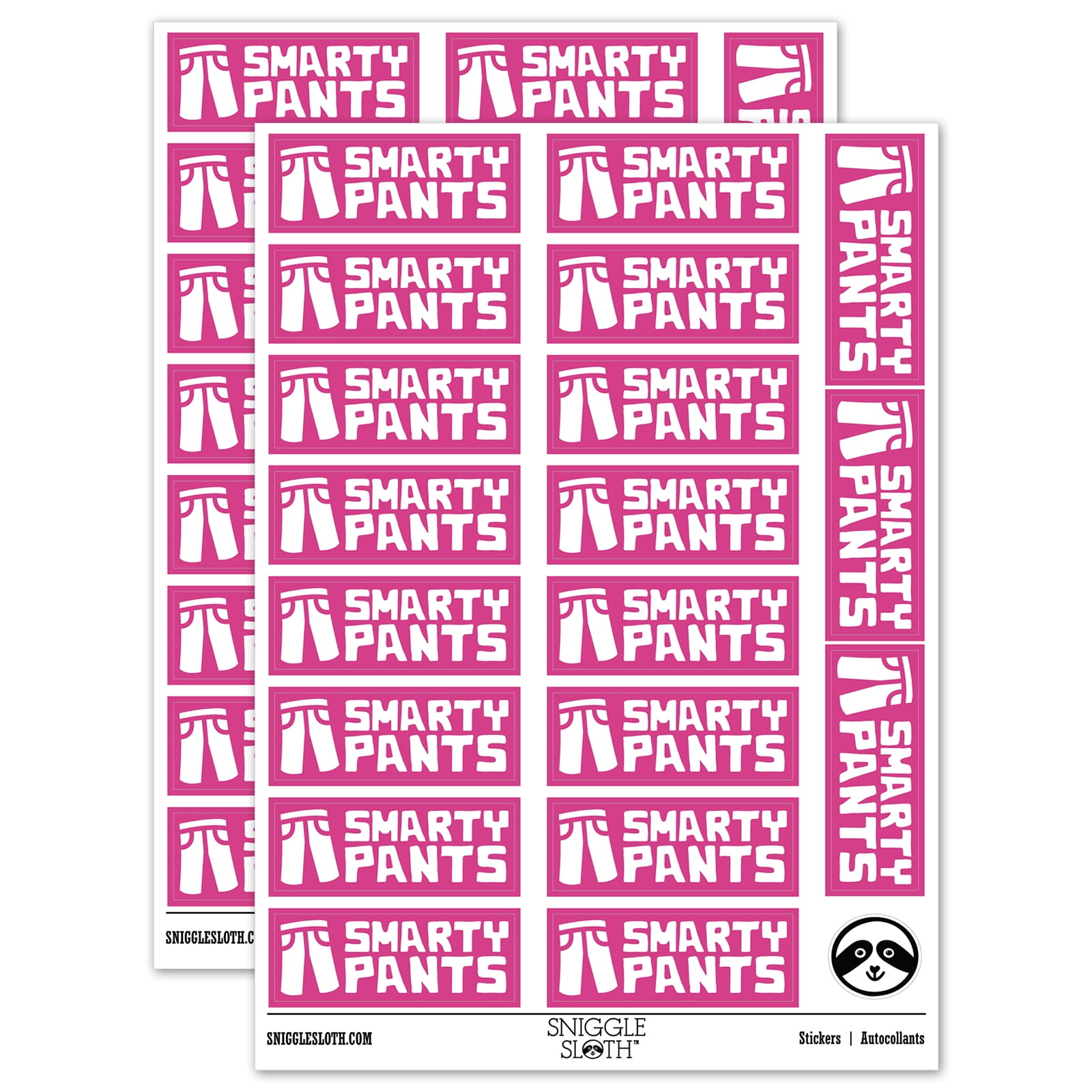 Smarty Pants Teacher Student School Sticker Set - Hot Pink - Gloss ...