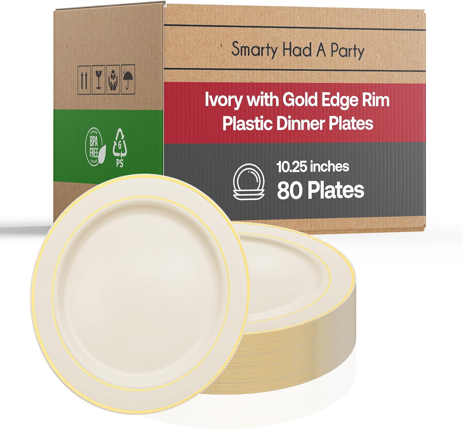 Smarty Had A Party - 10.25 Inch Ivory with Gold Rim Dinner Buffet ...