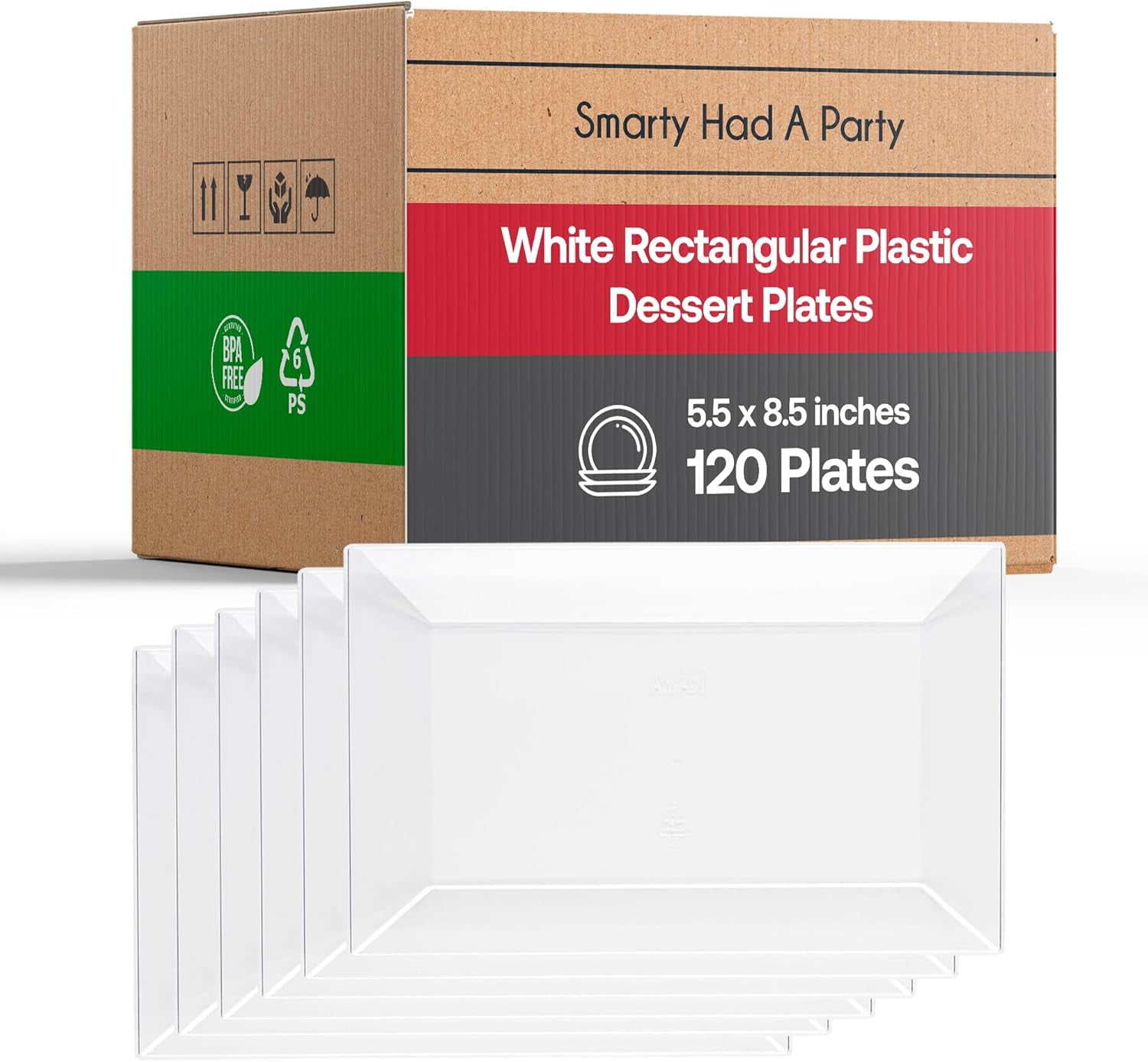 Smarty Had A Party 120 Pcs Disposable Plastic Dessert Plates, Fancy ...