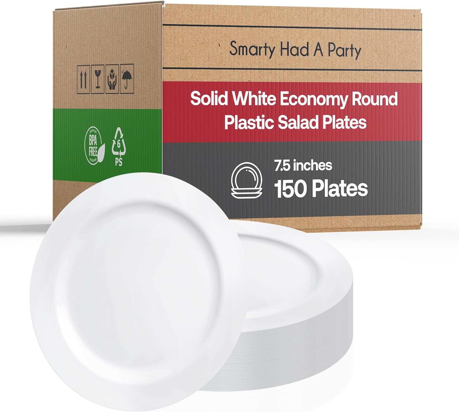 Smarty Had A Party - 7.5 Inch White Disposable Salad Plates – 150 Count ...