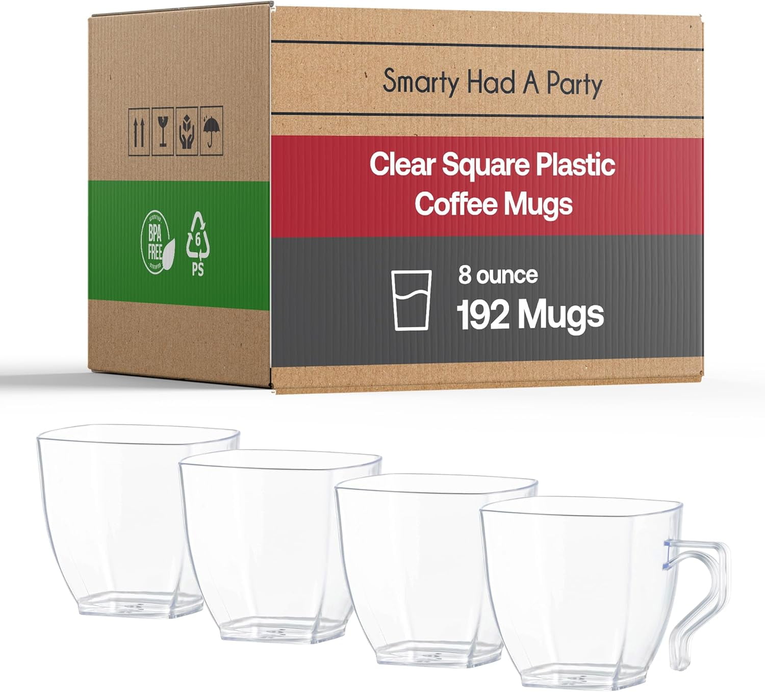 Smarty Had A Party 8 oz Clear Mugs Pack of 192 Disposable Plastic ...