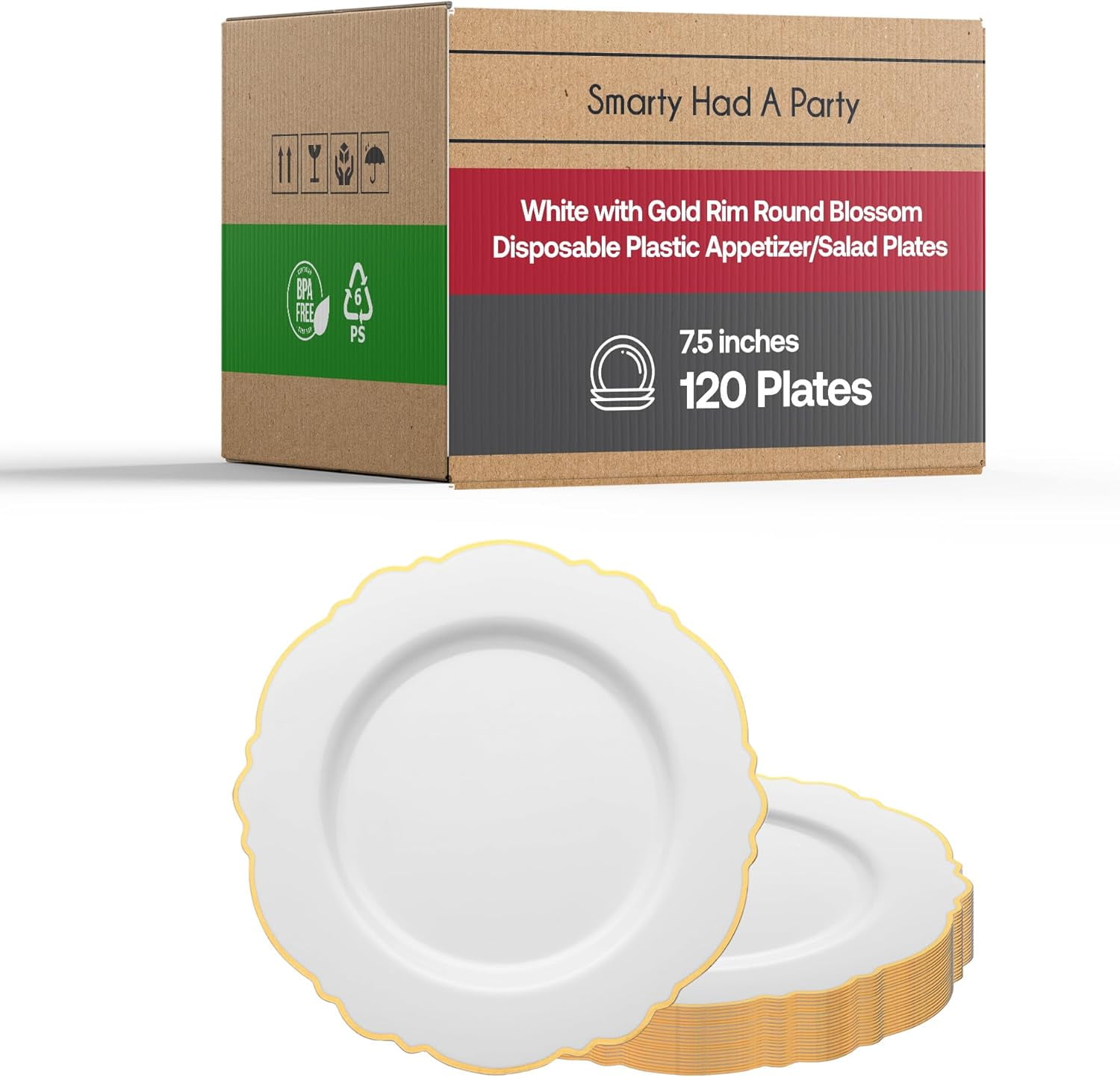 Smarty Had A Party Disposable Plastic Plates, Elegant Heavy Duty ...