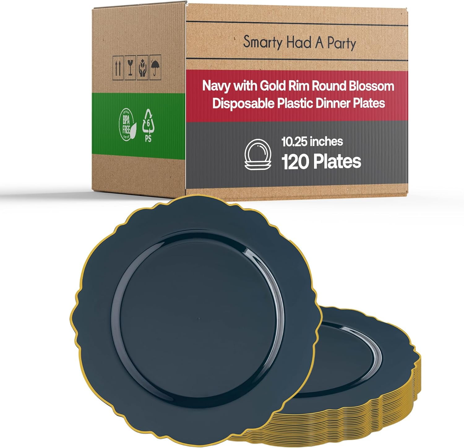 Smarty Had A Party Elegant Disposable Plastic Dinnerware, Blossom Rim ...