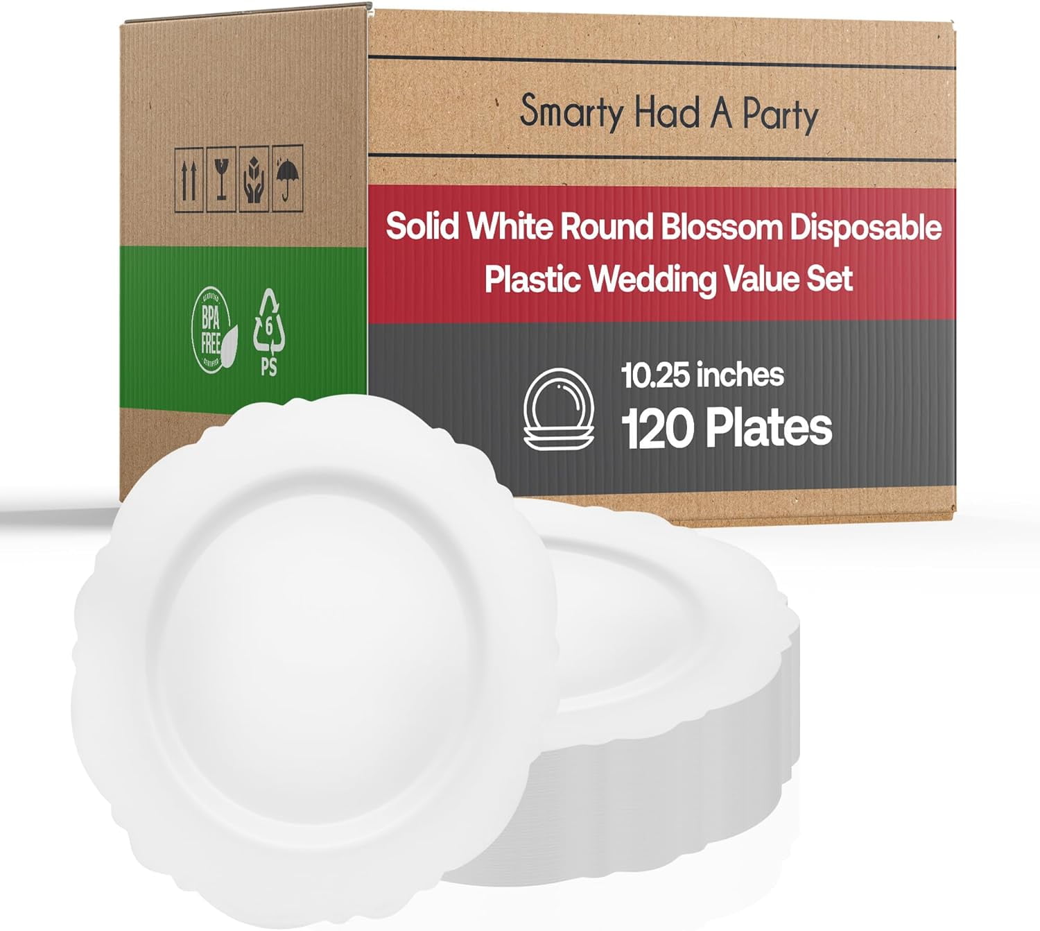 Smarty Had A Party Elegant Disposable Plastic Dinnerware, Blossom Rim ...