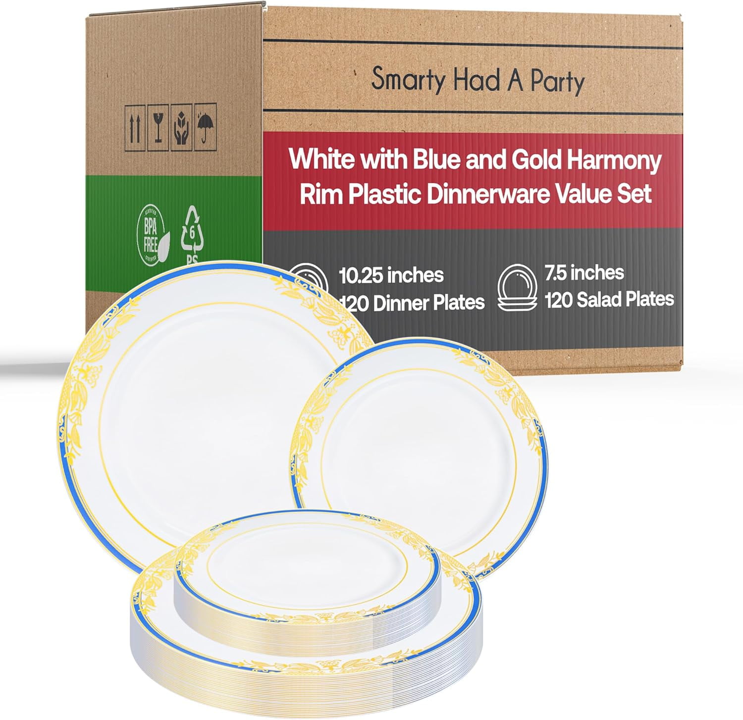 Smarty Had A Party Elegant Disposable Plastic Heavy Duty Dinnerware ...