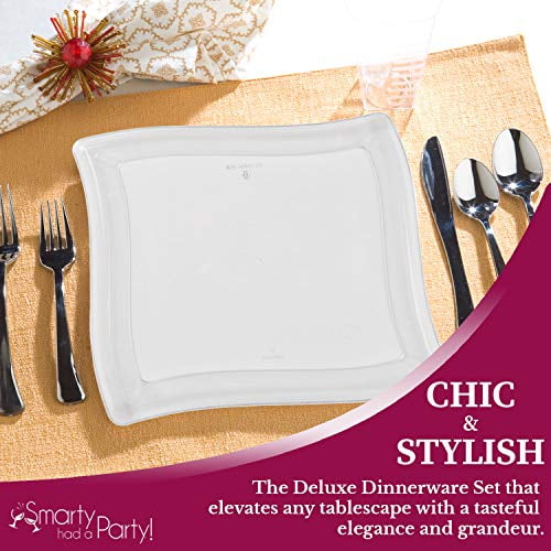 Smarty Had A Party Elegant Disposable Plastic Heavy Duty Dinnerware ...