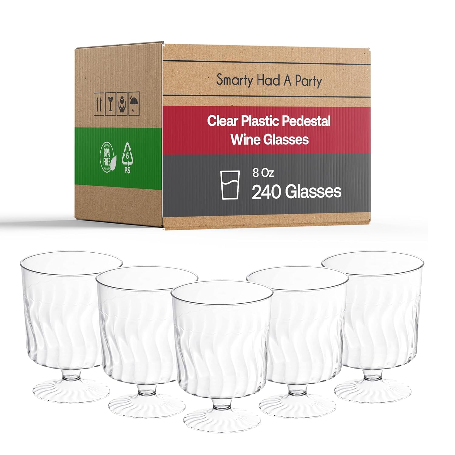 Smarty Had A Party Plastic 240 Party Cups, Clear 8 oz Wine Glasses ...