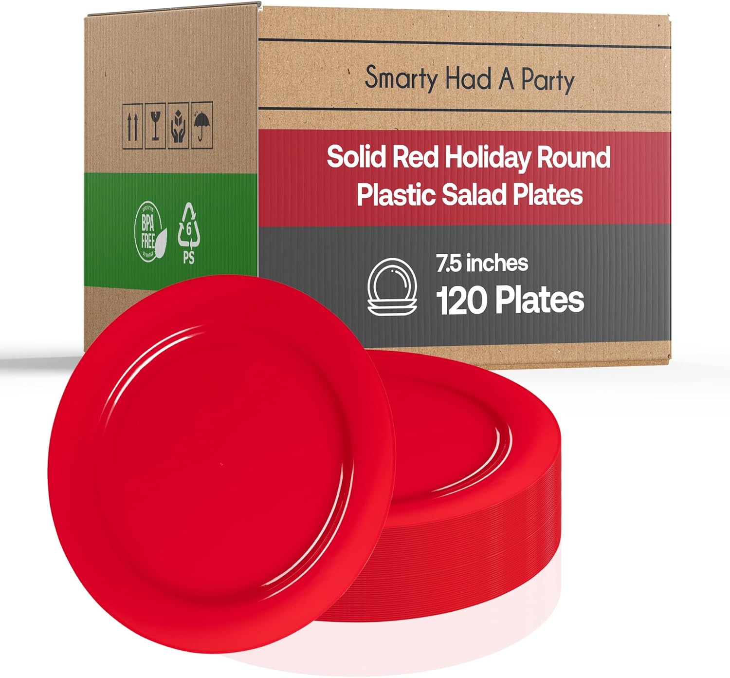 Smarty Had A Party - Premium 7.5 Inch Red Disposable Salad and Dessert ...