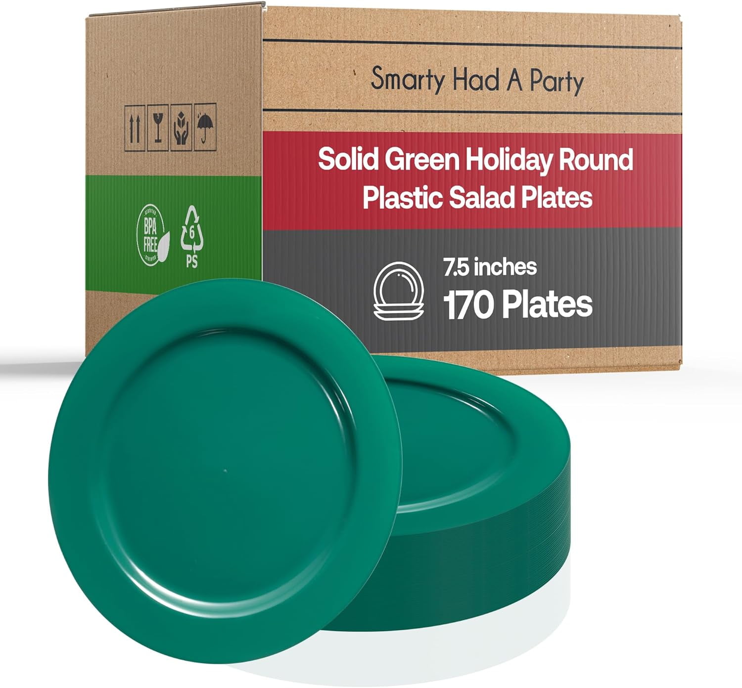 Smarty Had A Party Premium Green Plastic Plates Set - 7.5 inch Dessert ...
