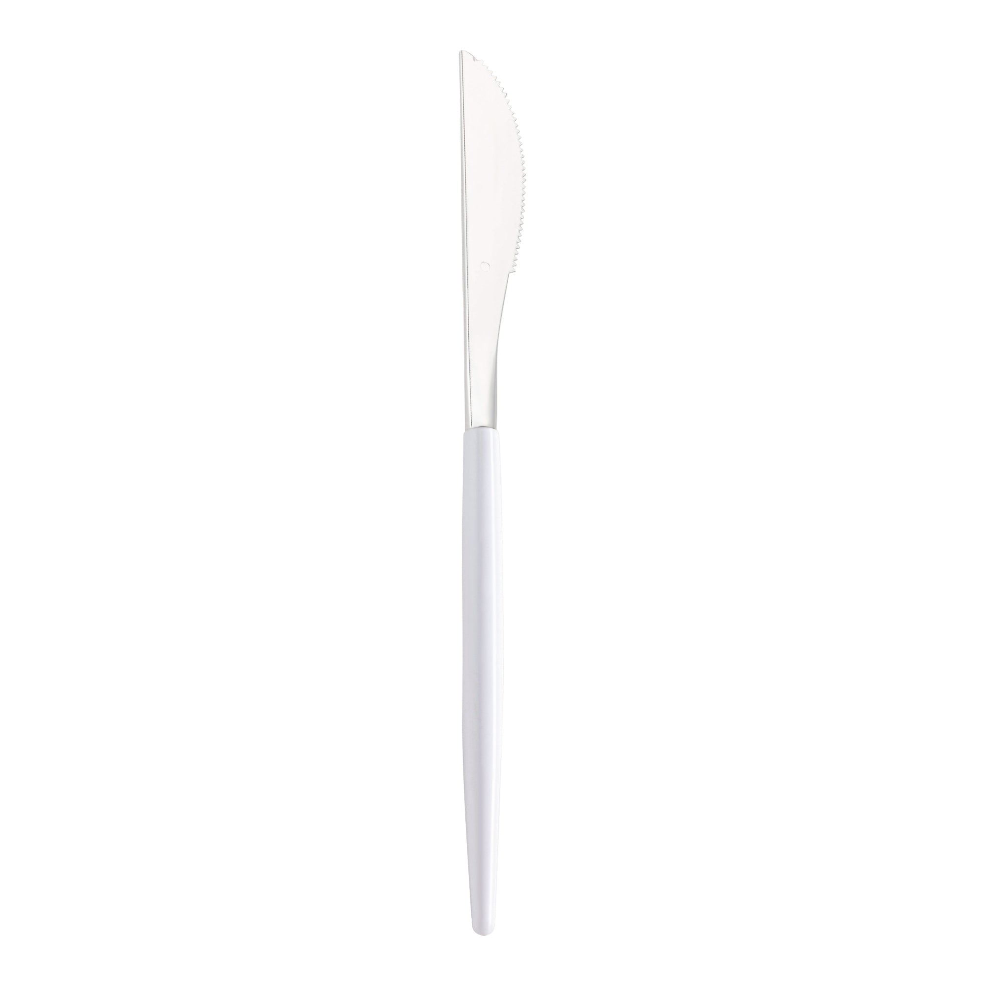 Smarty 8.8" Silver with White Handle Moderno Disposable Plastic Dinner ...