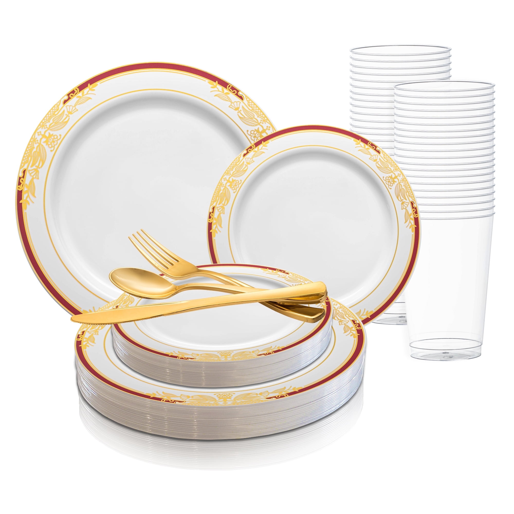 Smarty Elegant Disposable Dinnerware Set - Decorative Plates, Cups ...