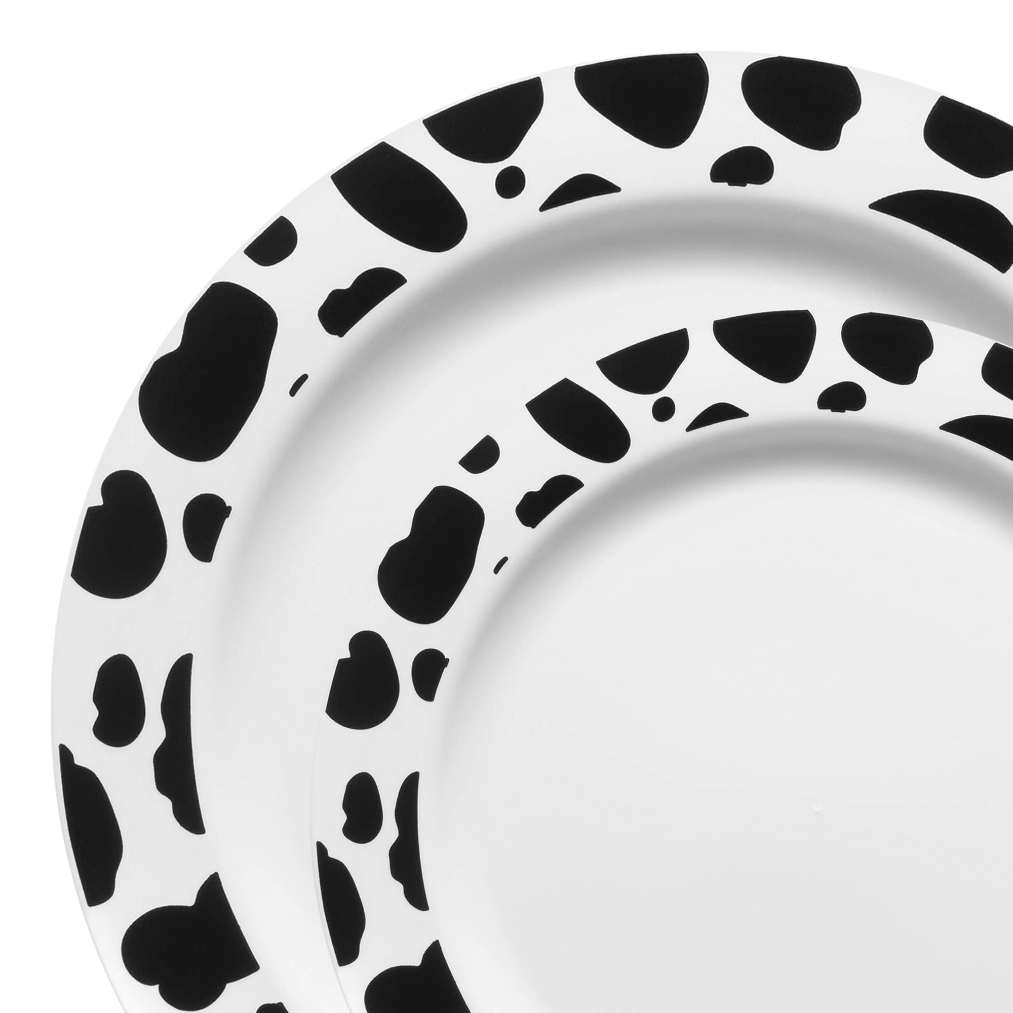 Fun Express White with Black Dalmatian Spots Round Disposable Plastic ...