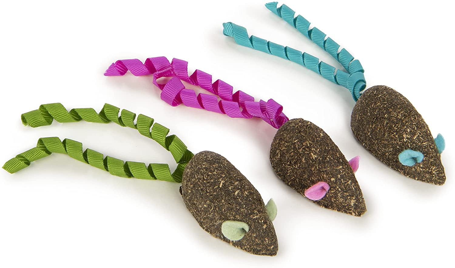 SmartyKat (3 Count) Magic Mice Compressed Catnip Ribbon Cat Toys - Green/Pink/Blue, 3 Count ...