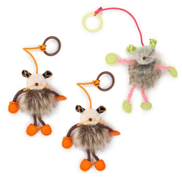 SmartyKat Bouncy Mouse (Set of 3) Plush Dangler Catnip Cat Toy (3 Pack ...