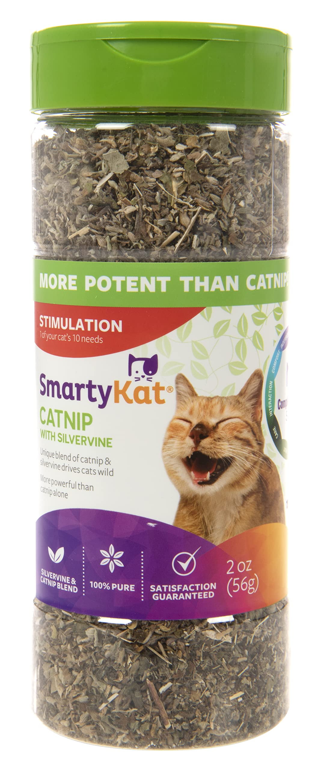 SmartyKat Catnip & Silvervine Blend for Cats & Kittens, Shaker Canister ...