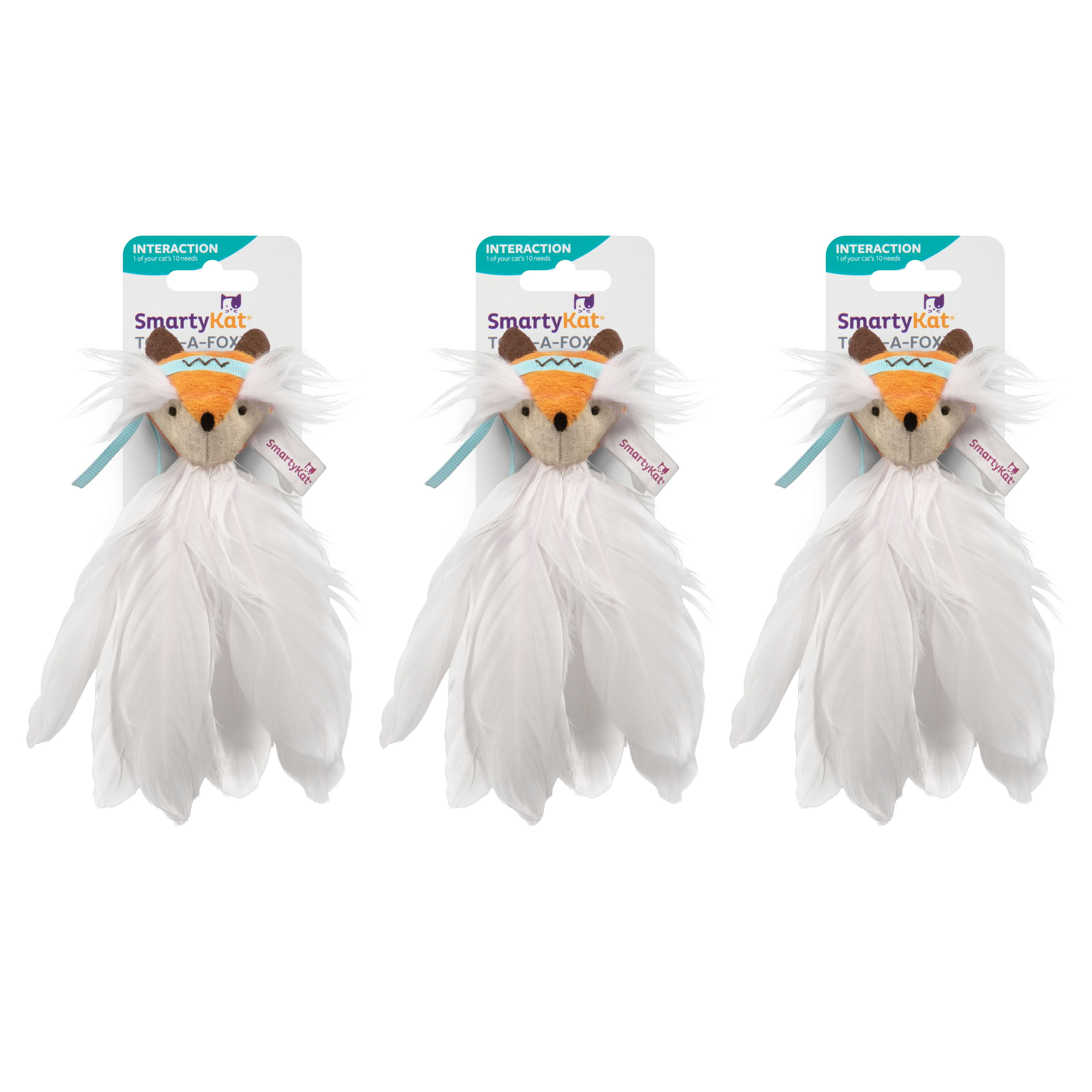 SmartyKat Fluffy Soft Kitten Toss-A-Fox Feather Chase Cat Toy - Brown ...