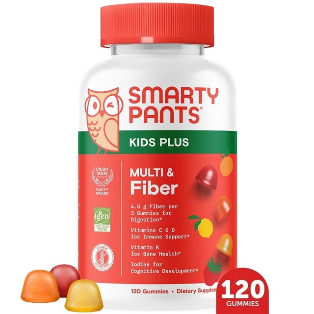 SmartyPants Kid's Plus Multivitamin & Fiber Gummies, Improved Formula ...