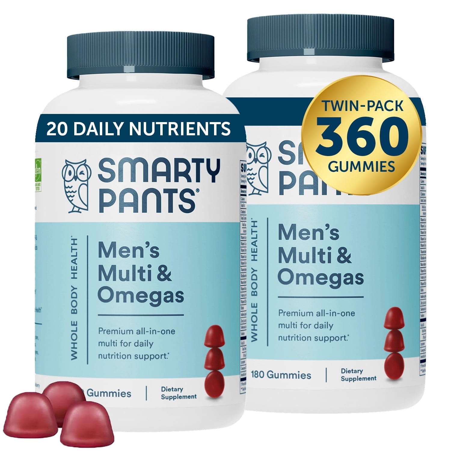 SmartyPants Men's Multivitamin Gummy Vitamins with Omega 3, 180 Ct (2 ...