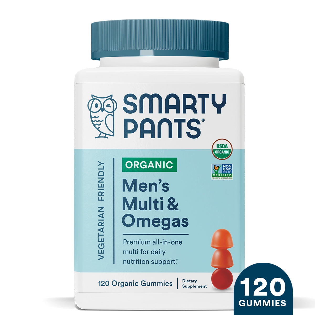 SmartyPants Organic Men's Multi & Vegetarian Omega 3 Gummy Vitamins ...