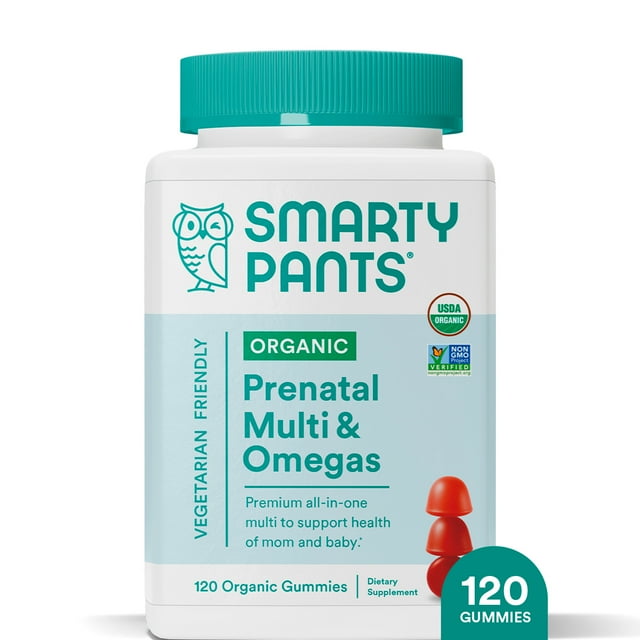 SmartyPants Organic Prenatal Multi & Vegetarian Omega 3 & Folate Gummy Vitamins - 120ct ...