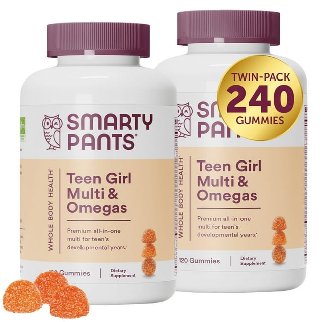 SmartyPants Teen Girl Multivitamin Gummies, Biotin, DHA, 120 Ct (2-Pack ...