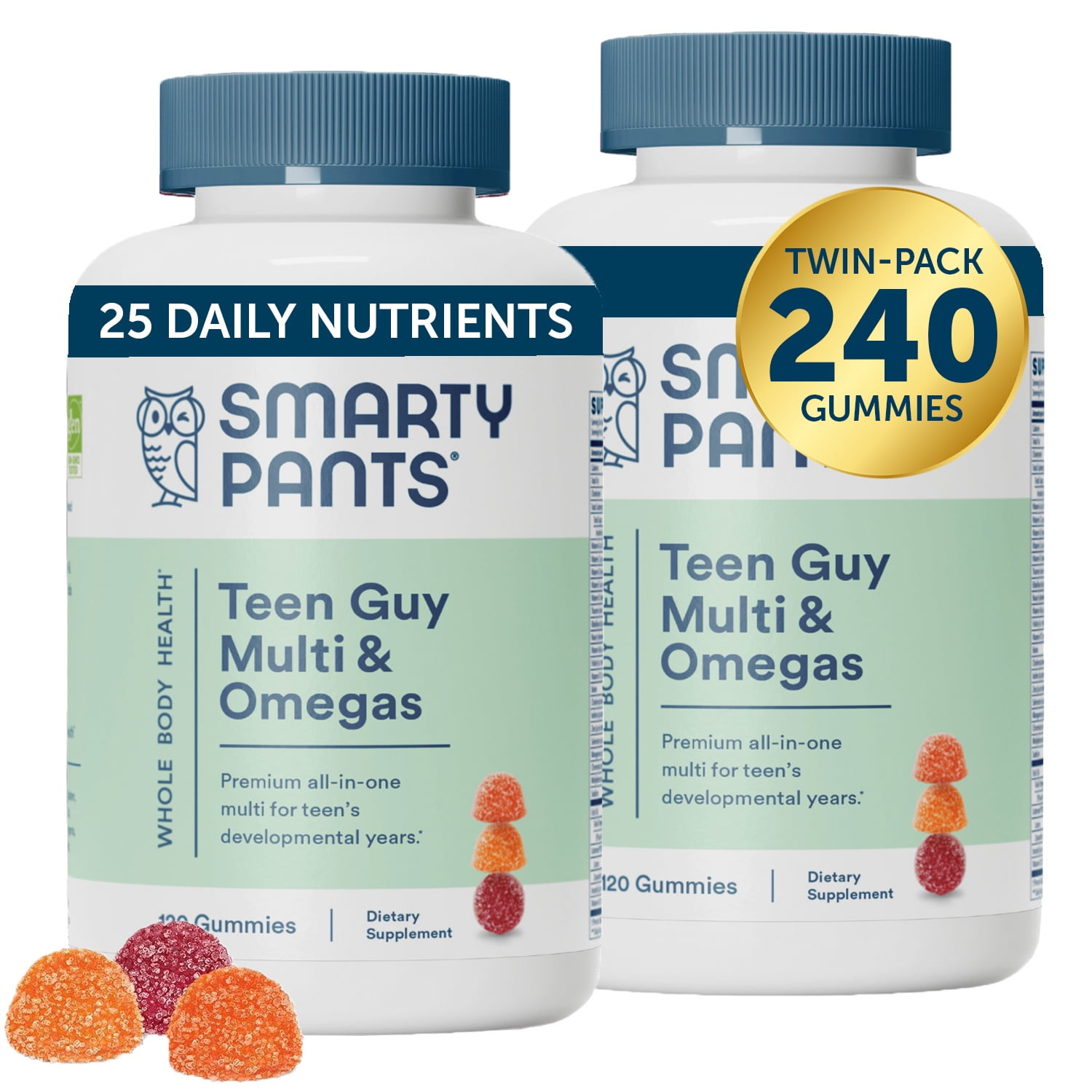 SmartyPants Teen Guy Multivitamin Gummies, Omega 3, B12, 120 Ct, 2-Pack - Walmart.com