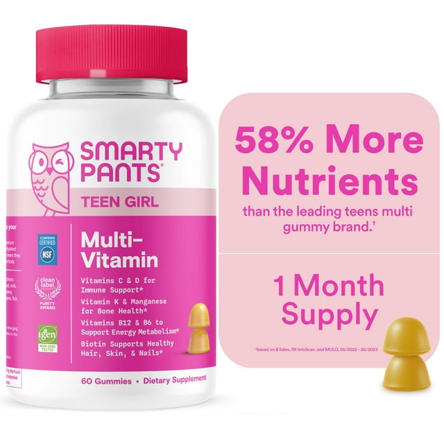 SmartyPants Teen Girl Multivitamin Gummies with D3, C & B12 - 60ct ...