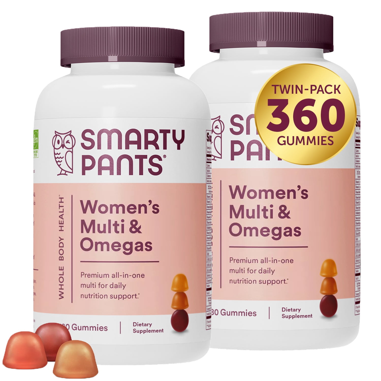 SmartyPants Women's Multivitamin Gummies with Omega 3s, 180 Ct (2-Pack ...