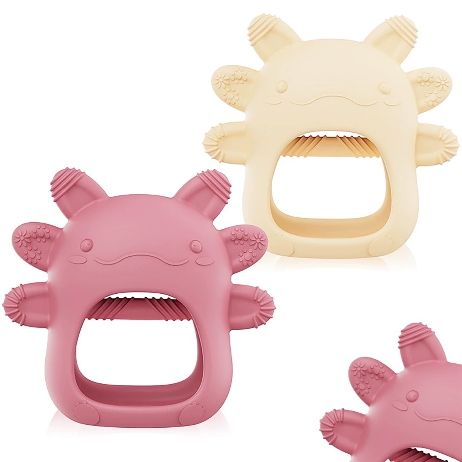 Smasener Axolotl Shaped Baby Teething Toys for 0-6 6-12 Months, Food ...