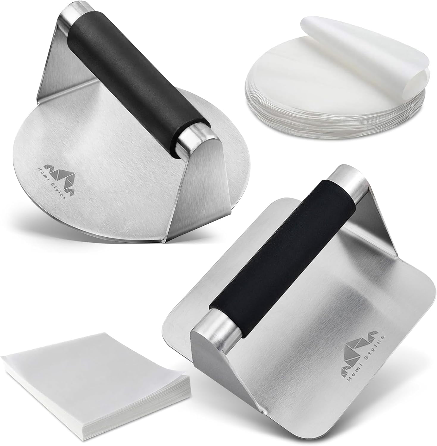 Smash Burger Press Pack of 2 – Round and Square Meat Masher with ...