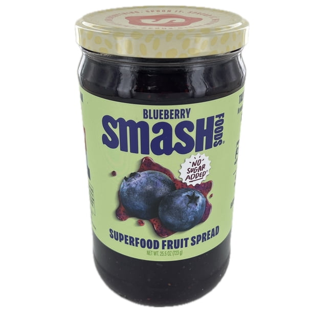 Smash Foods No Sugar Added Blueberry Superfood Fruit Spread, 25.5 Ounce ...