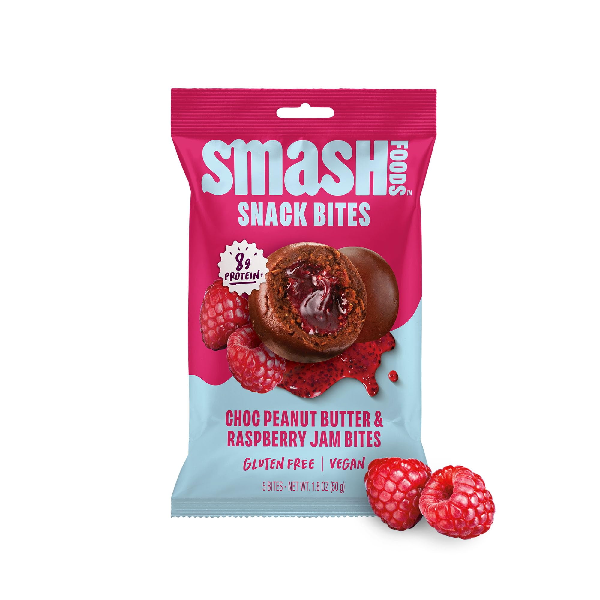 Smash Foods Raspberry Energy KEF28 Bites | 5 Gluten-Free Balls with No ...