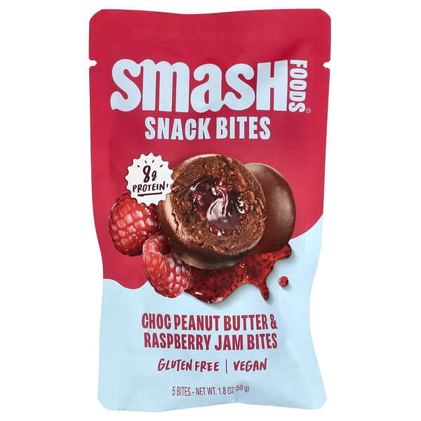 Smash Foods, Snack Bites, Choc Peanut Butter & Raspberry Jam, 5 Bites ...