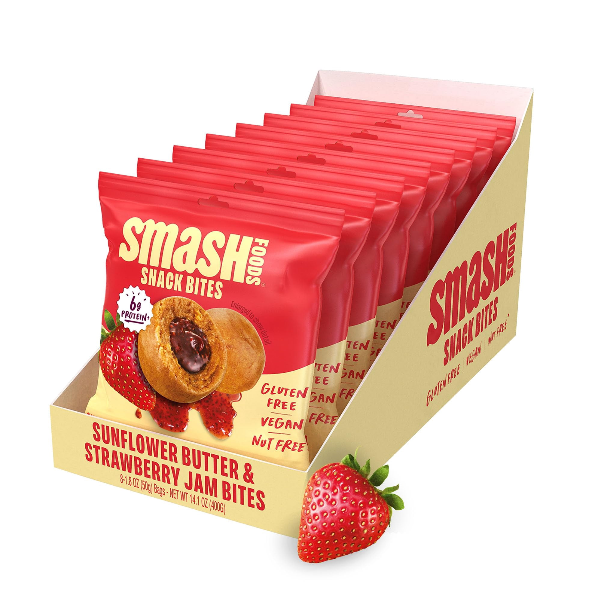 Smash Foods Strawberry Energy BCF26 Bites | 5 Gluten-Free Snack Balls ...