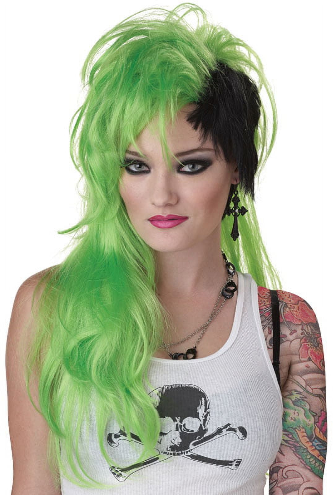 Smash Punk Costume Wig (Lime/Black) - Walmart.com