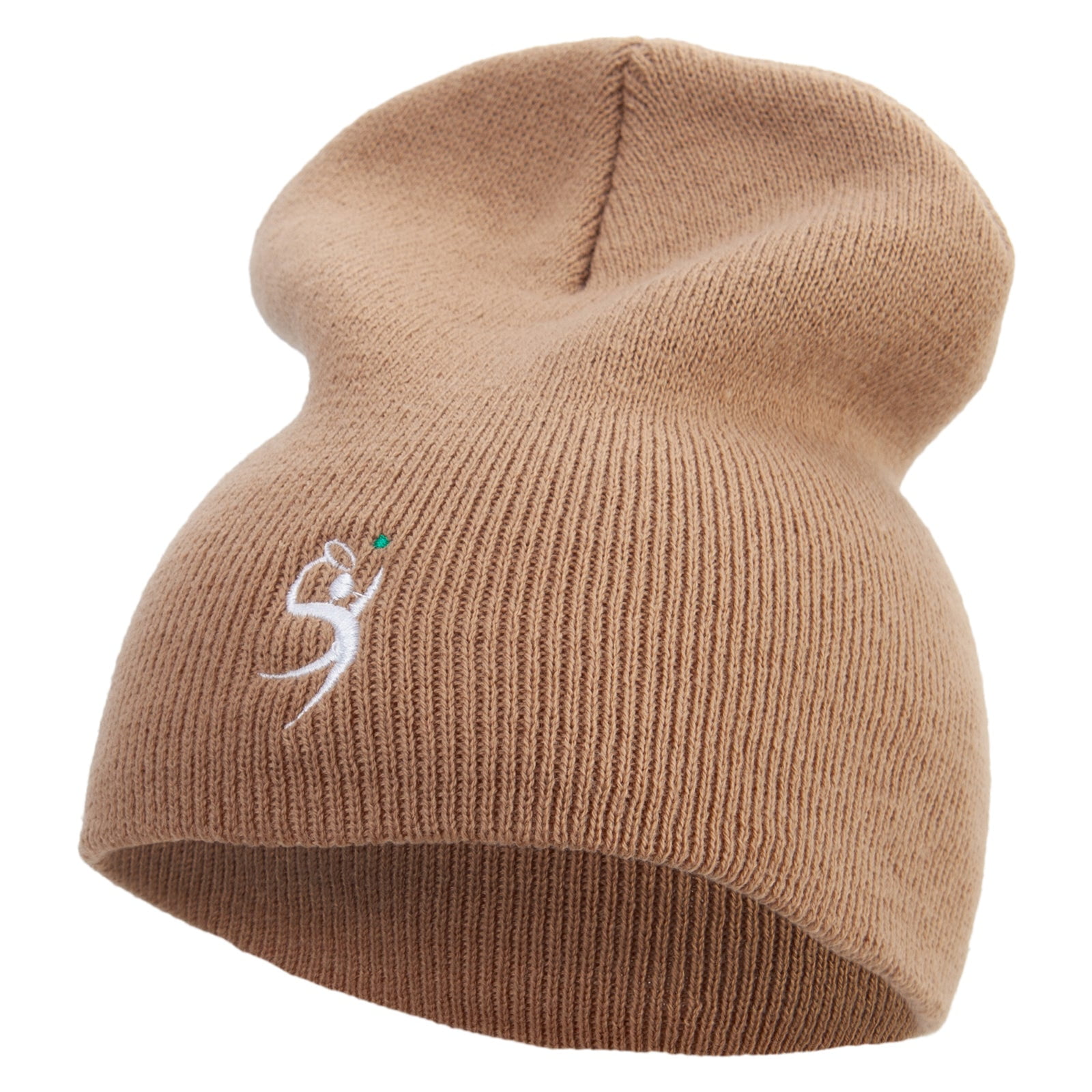 Smash Shoot Ball Player Embroidered 8 inch Acrylic Short beanie - Khaki ...