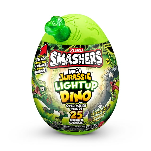 ZURU Smashers Jurassic Light Up Dino Egg, T-Rex or Spinosaurus, Smash ...